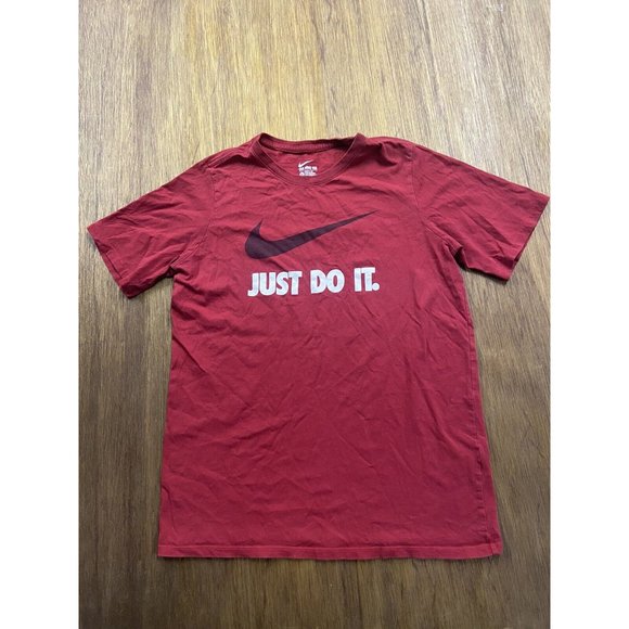 Nike | Shirts & Tops | Nike Swoosh Logo Just Do It Red Graphic Crew ...